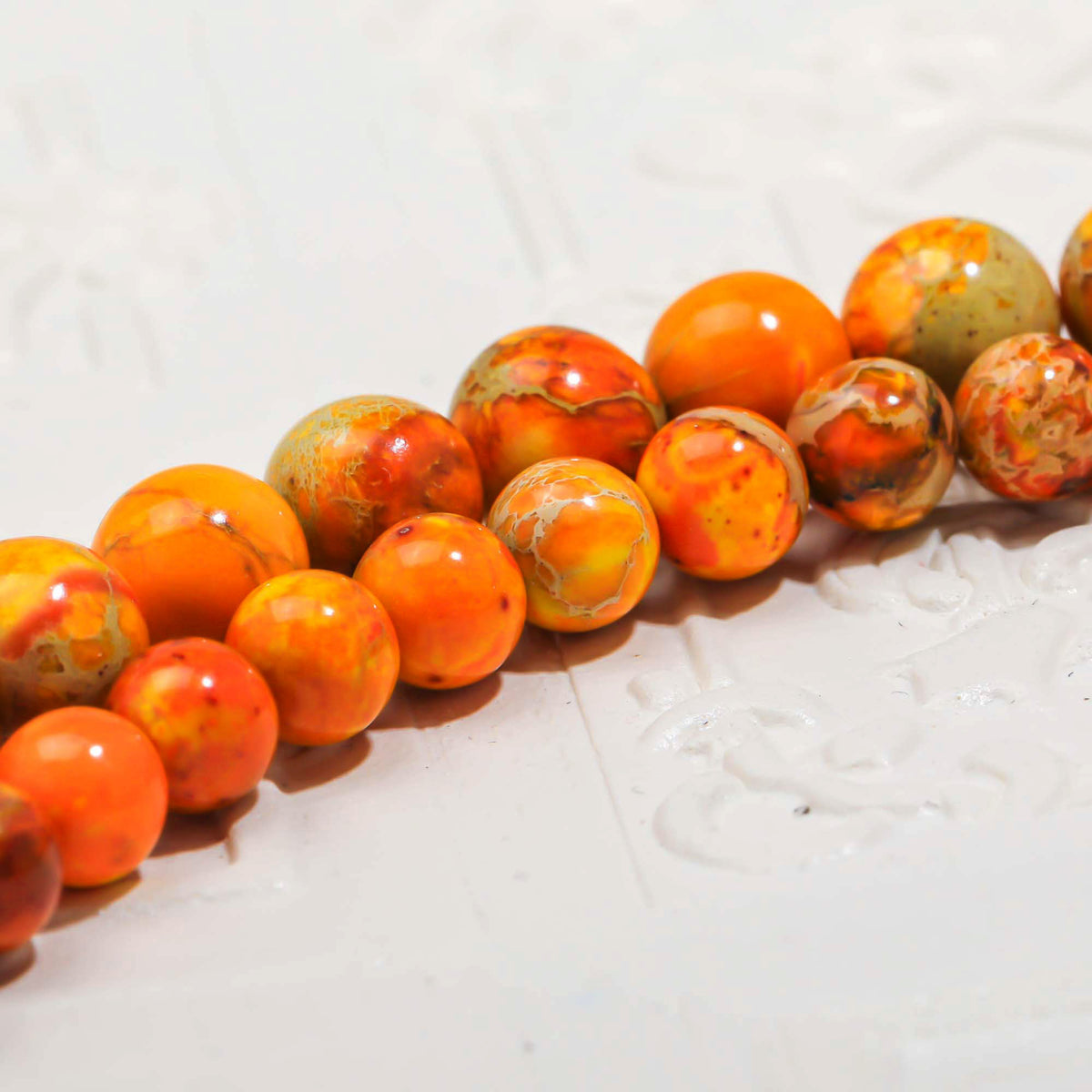 Orange Imperial Jasper Motivational stone Natural Gemstone Round Beads ...